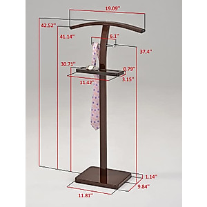 Kings Brand Furniture - Freestanding Clothing Valet Rack Stand, Walnut/Chrome
