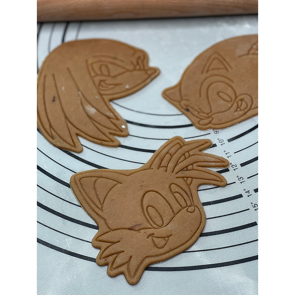 Set of 3 Sonic Knuckles the Echidna Miles Tails Prower Head Cookie Cutters & Molds Produced by 3D Kitchen Art