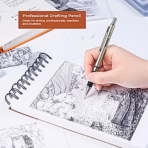 Nicpro 0.5 mm Art Mechanical Pencils Set in Gift Case, 6 PCS Metal Drafting Pencil 0.5mm with 6 Tube HB Lead Refills & 18 PCS Eraser Refills for Adults, Children, Artist Writing, Drawing, Sketching