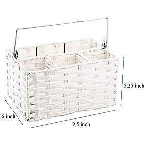 TOPZEA 2 Pack Cutlery Caddy, Plastic Utensil Holder Silverware Caddy for Party, Table Condiments Organizer Wicker Paper Plate Holder Basket Flatware Caddy Buffet Caddy for Fork, Spoon,Knives, Napkin