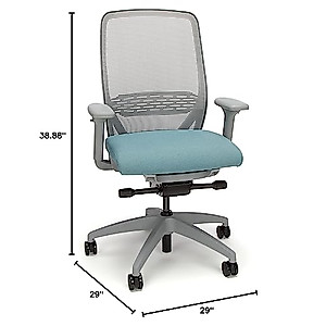 HON Nucleus Recharged Grey Office Chair Ergonomic Suspended Seat Mesh Back Computer Desk Chair for Home Office, Task Work - Synchro-Tilt Recline, Swivel Wheels, Adjustable Lumbar Support & Armrests