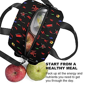 Kusind Insulated Lunch Bags ​Stranger School Things Lunch Box for Work with Adjustable Shoulder Strap One Size (Red starry sky)