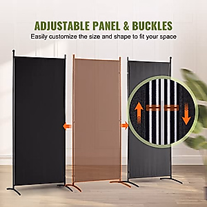 VEVOR Room Divider, 6.1 ft Room Dividers and Folding Privacy Screens (3-Panel), Fabric Partition Room Dividers for Office, Bedroom, Dining Room, Study, Freestanding, Black