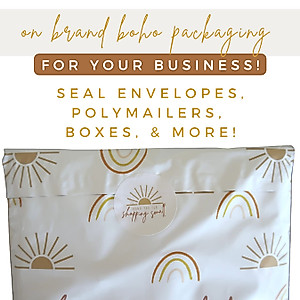 Lain & Lou 2 Inch Thank You Stickers [Roll of 500], Boho Rainbow Design for Small Business Packaging Supplies