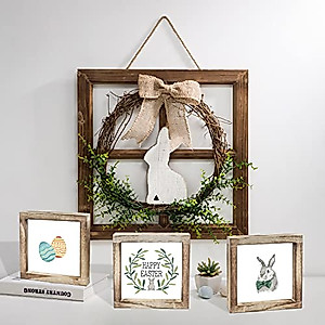 Easter Decorations Farmhouse Easter Home Decor Easter Signs 36 Interchangeable Sayings with 3 Wooden Frames Easter Spring Decorations for Office and Living Room Tiered Tray Decor Table Desk Wall Decor Seasonal Decoration Holiday Gift