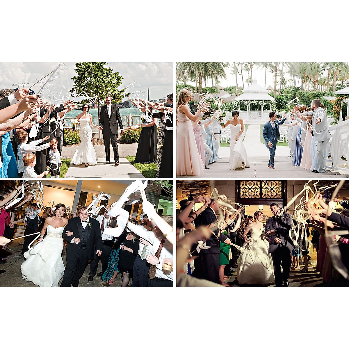 50PCS Ribbon Wands with Triple Ribbon and Silver Bell Party Wand Party Favors Streamers Ribbon Sticks Magic Fairy Wands for Wedding Decors