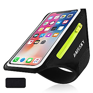 Phone Armband for Running Cell Phone Armband with Zipper Pocket for Earbuds Car Keys, Water Resistant Sport Arm Band for iPhone 14 13 12 11 Pro Galaxy S20 S30 Fit Up to 6.7'' with Phone Case