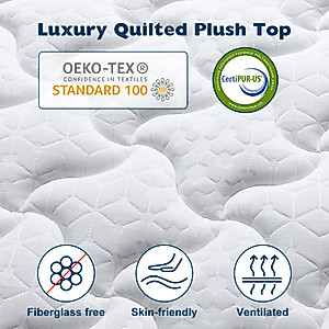 Maxzzz Full Size Mattress in a Box 14 Inch Bamboo & Gel Infused Memory Foam Pocket Spring Hybrid Mattress - Medium Firm Double Mattress - CertiPUR-US Certified