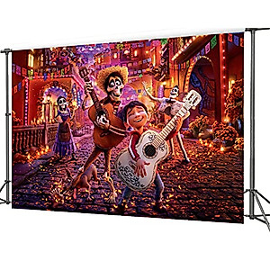 7x5FT Coco Birthday Party Photography Vinyl Photo Background for Kids Birthday Party Background Decoration