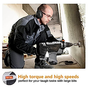 [Upgraded] Towallmark 12.5 Amp Rotary Hammer Drill, 1-1/4 Inch SDS-Plus 4 in 1 Multi-functional Heavy Duty hammer drill, Safety Clutch, Drill Chuck, for Concrete, Tile, Wall, Stones, Cement and Metal