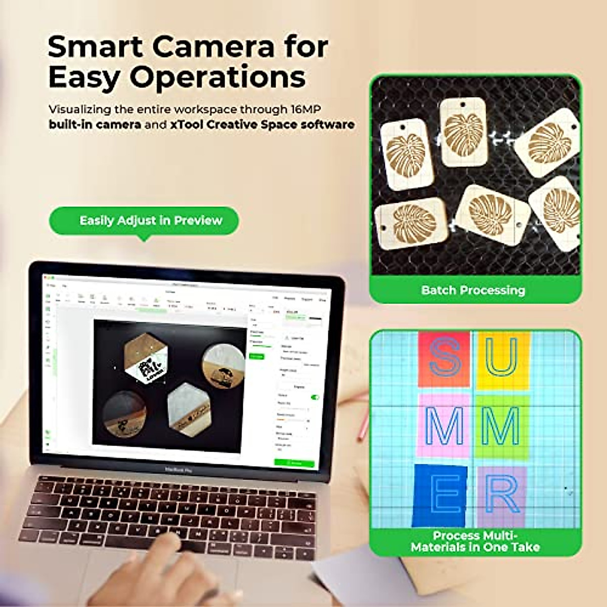 xTool M1 5w Compact 3-in-1 Laser Engraver & Die Cutting Machine with Material Box, Higher Accuracy & Smarter 16MP Auto-Focus, Create Christmas DIY Wood/Metal/Paper/Acrylic/Iron-on/Vinyl, Home Decor