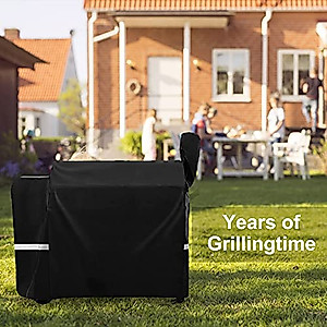 Grisun Grill Cover for Traeger Pro 34, Pro 780 Series Wood Pellet Grill, Waterproof Anti-Fade BBQ Smoker Cover for Texas Elite 34 Grill, Handles for Easy Put On and Take Off, 600D Fabric, Black