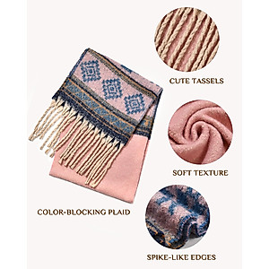 Scarf for Women - Winter Scarfs Fashion Long Scarf Shawl, Scarves for Women Winter Warm Blanket Scarf, Soft and Warm Cashmere Scarf Mohair Fish Bones Large Scarves