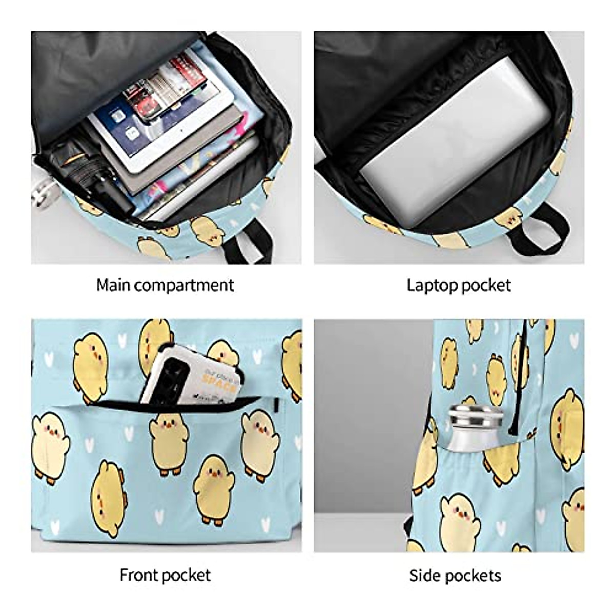 KiuLoam 17 Inch Backpack Cute Chicken With Heart Laptop Backpack Shoulder Bag School Bookbag Casual Daypack For Teenager