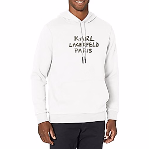 Karl Lagerfeld Paris Men's Color Block Solid Pullover, White, X-Large