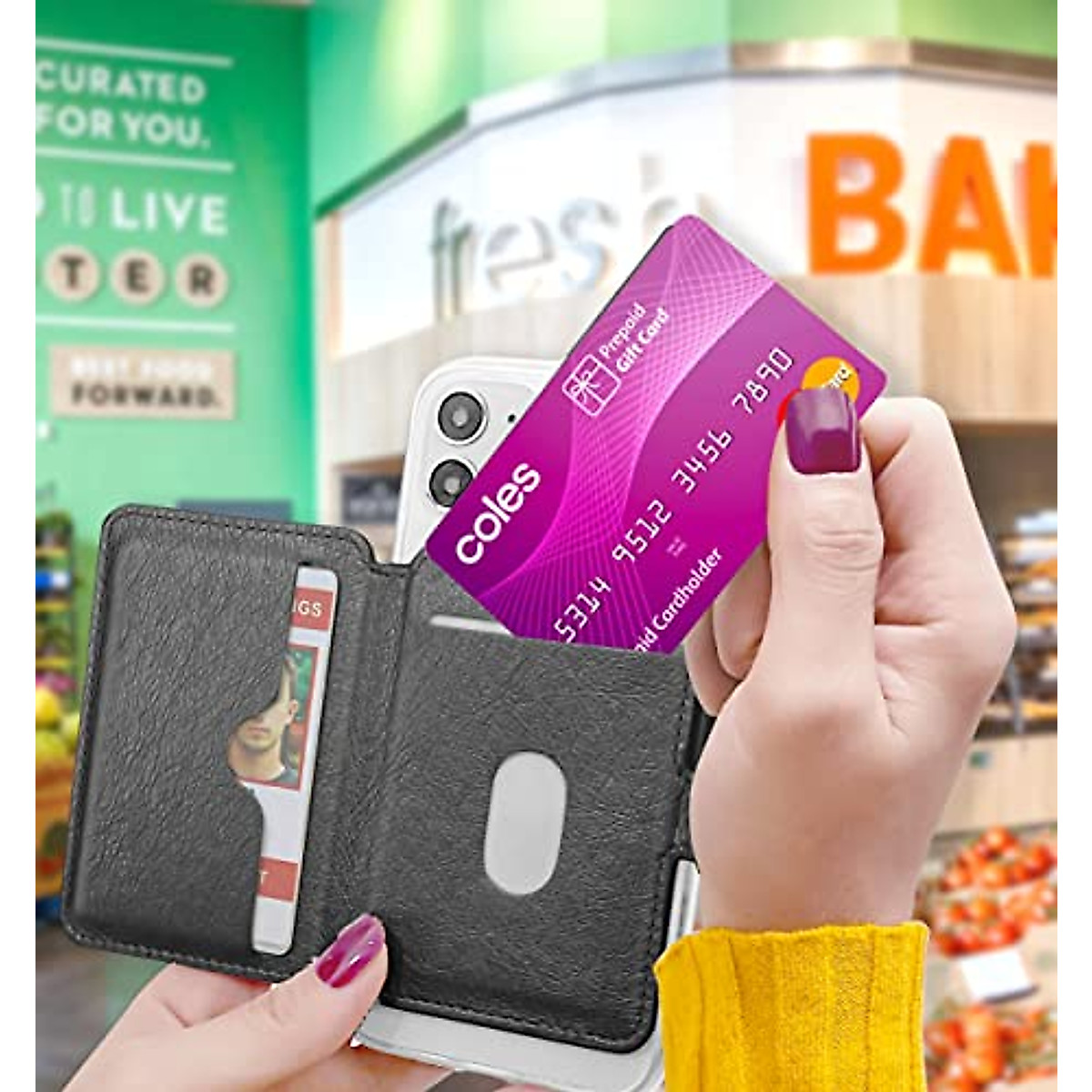 M-Plateau Phone Wallet Stick on, 3M Adhesive Slim Credit Card Holder for Cell Phone and Phone Case Phone Card Holder Compatible with Most Smartphones (Black)