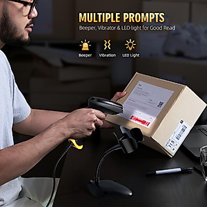 TEEMI 2D Barcode Scanner USB Wired Handheld Automatic QR Data Matrix PDF417 bar Codes Imager for Mobile Payment Computer Screen Scan (Stand Included)