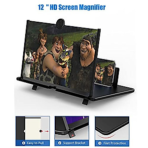 12" Screen Magnifier for Cell Phone - 3D HD Magnifying Projector Screen Enlarger Expanders for Movies, Videos and Gaming – Foldable Phone Stand with Screen Amplifier–Compatible with All Smartphones