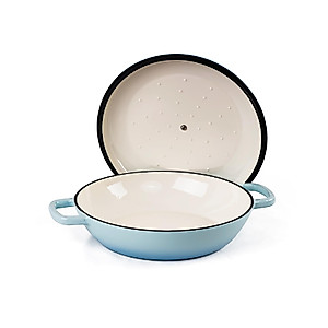 AILIBOO 3 Quart Enamel Cast Iron Dutch Oven Pot with Lid-Versatile dutch oven, excellent for stovetop cooking and baking various recipes-Oven Safe up to 500° For on Stovetop-Gradient Blue