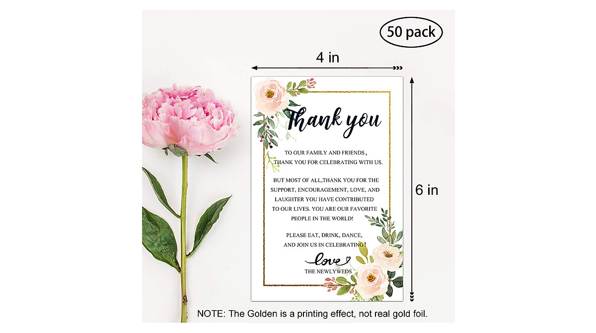 Floral Wedding Thank You Place Setting Cards | Antgiftshop