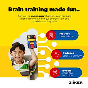 GiiKER Super Slide Puzzle Games, Original 500+ Challenges Brain Teaser Puzzle, Toys for Kids Teens, Travel Games Birthday Gifts Easter Basket Stuffers for Boys Girls, Activities for Road Trips