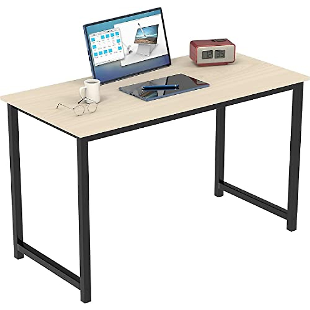 Halter Extra Long Computer Desk for Home Office, 47" Modern, PC, Laptop Office Desk, for Gaming, Studying, Working Sturdy Writing Table and Crafting Table, Easy Assembly, Walnut Desk, Black Frame