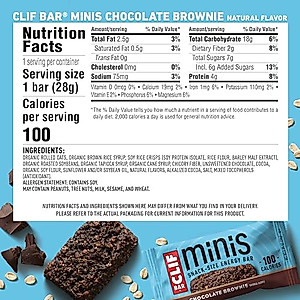 CLIF BAR Minis - Chocolate Brownie Flavor - Made with Organic Oats - 4g Protein - Non-GMO - Plant Based - Snack-Size Energy Bars - 0.99 oz. (20 Pack) - CASE