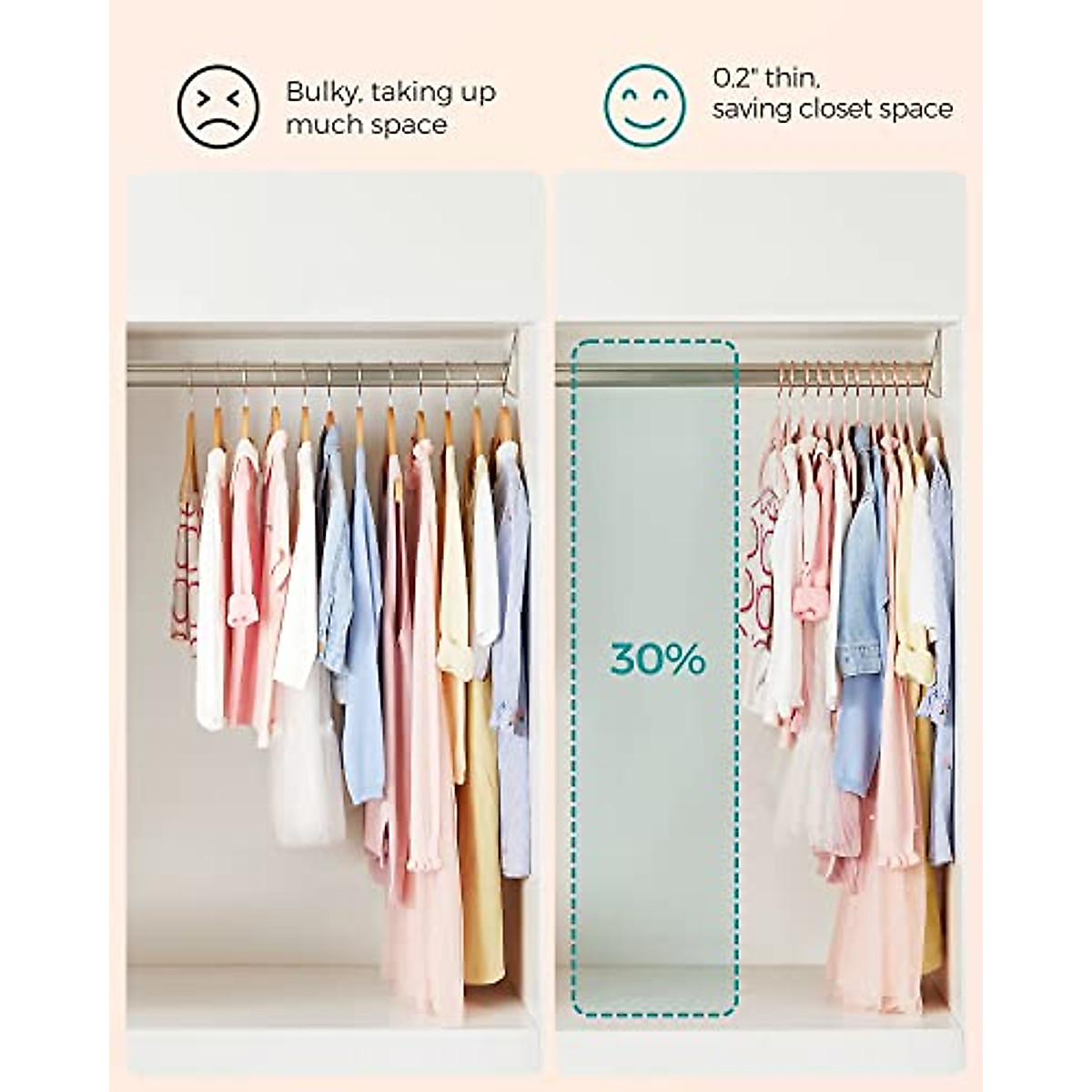 SONGMICS Kids Hangers Velvet 50 Pack, Children’s Hangers for Closet with Rose Gold Hooks, Premium Velvet Hangers for Nursery, Non-Slip Hangers, Light Pink UCRF027P01