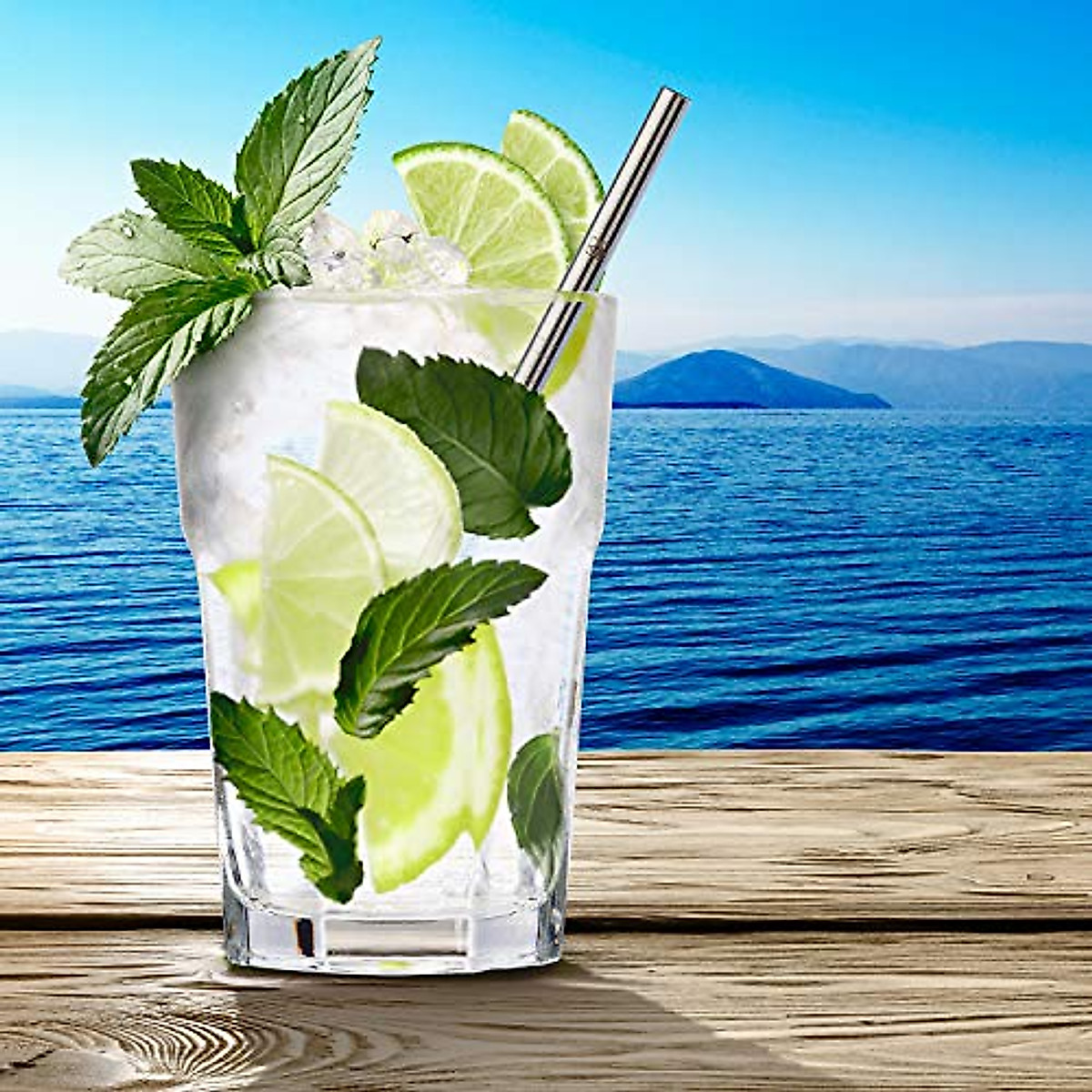 Stainless Steel Reusable Drinking Straws 6" Short & Safer Straws, Coffee, Bar, Cocktail Glasses, Half Pint Jars, Ecologically Friendly, Set of 4 Metal Straws with Brush