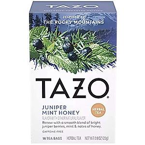 Tazo Herbal Juniper Mint Honey Tea 16 Count. Herbal tea bags. Caffeine Free. 2 Pack.