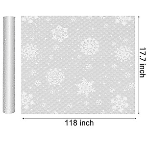 Shelf Liners for Kitchen Cabinets, Waterproof Drawer Liner Non Adhesive Bathroom Sink Liner, Fridge Liner No Slip Cupboard Mats EVA Place Mats Roll - Clear Snow 17.7"×118"