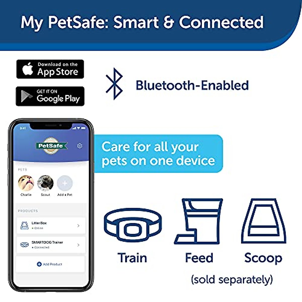PetSafe SMART DOG Training Collar – Uses Smartphone as Handheld Remote Control – Tone, Vibration, 1-15 Levels of Static Stimulation – Bluetooth Wireless System – All in One Pet Training Solution