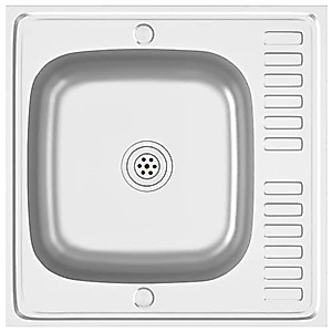 Silver Sink, 600x600x155mm Silver Kitchen Sink Stainless Steel 150mm Depth Silver for Kitchen for Family