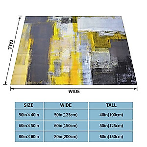 Yellow Abstract Soft Flannel Fleece Blanket Breathable Throw Blanket Halloween Chirstmas Days Rustic Cozy Blanket for Couch Sofa Bed Living Room Suitable for All Season 50x60 inch