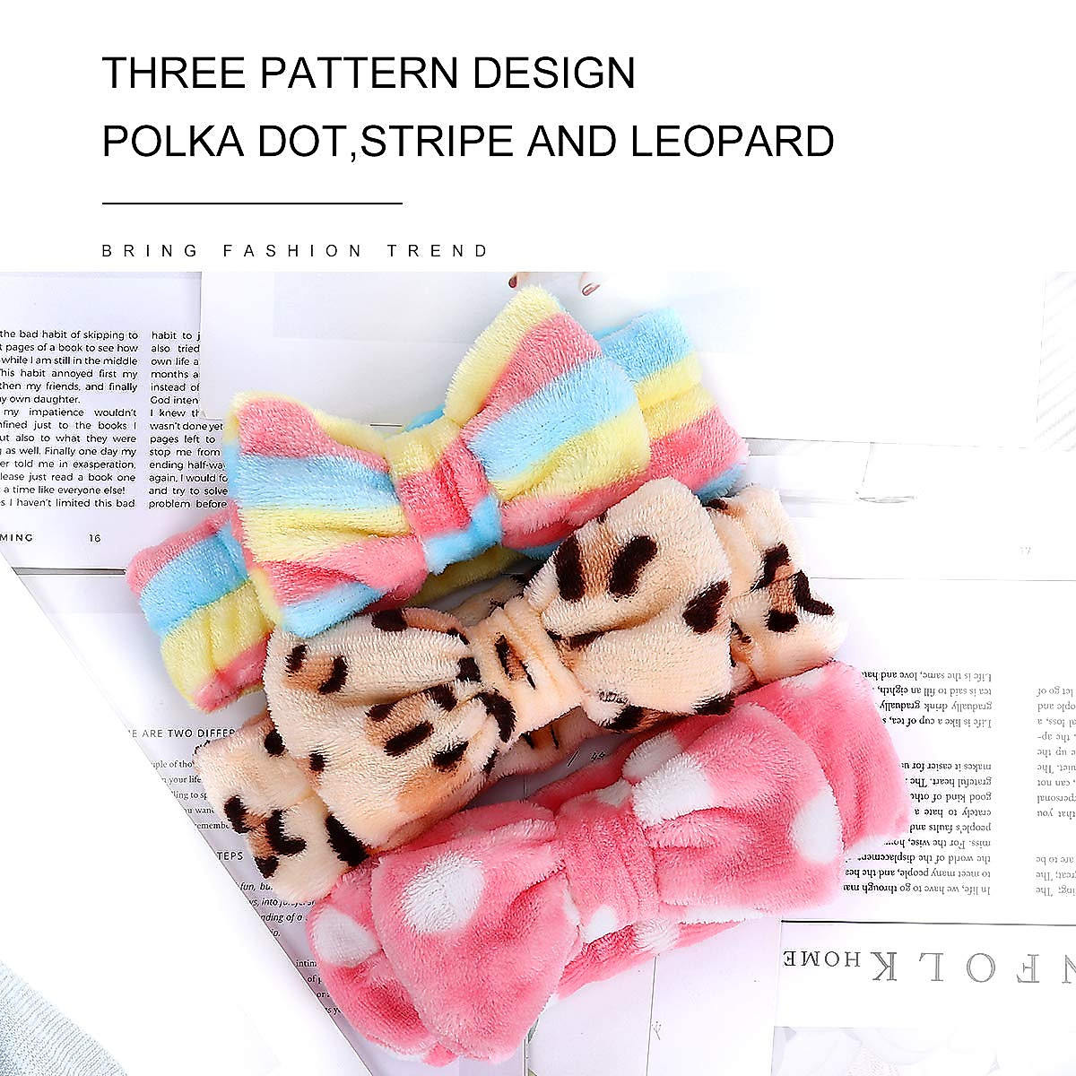 LADES Teen Girls Fuzzy Facial Headband - Skincare Hair Band Terry Cloth Headbands Spa Headband for Party, Face Wash Headbands for Women Washing Face