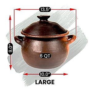 Ancient Cookware® Pomaireware™ Clay Round Pot, Large, 6 Quart Brown