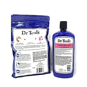 Bundle of Dr Teals Calm & Serenity with Rose Essential Oil (Made with Milk Protein): Pure Epsom Salt Soaking Solution 3 LBS & Foaming Bath 34 FL OZ