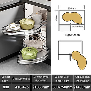 JayHumphrey Blind Corner Cabinet Pull Out Shelf Organizer, Soft Close Swing Right Pull Out Cabinet Organizer 36inch, 2 Tier Kitchen Cabinet Swing Tray (Swing Right)