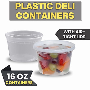 Smygoods 16oz Plastic Deli Containers with Lids - 40 Count, Stackable, BPA Free, Clear.