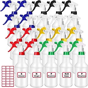 Rtteri 20 Pack 32oz Plastic Spray Bottles for Cleaning Solutions, Empty Spray Bottles Bulk, Adjustable Leak Proof Sprayer Bottles with Label for Plants Pet BBQ Home Kitchen(Multicolor)