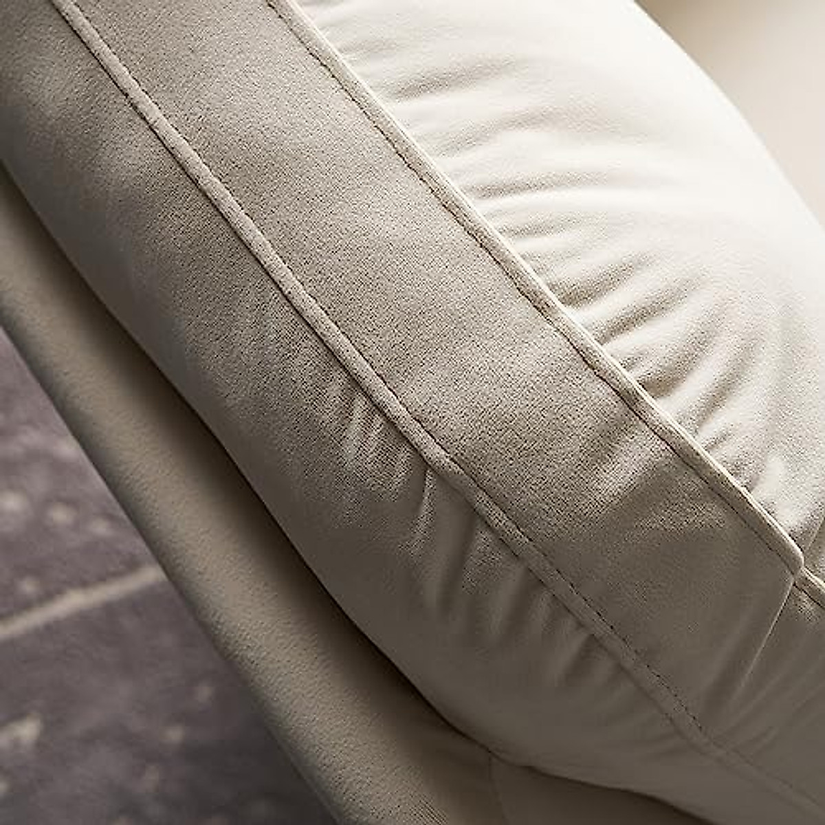 CALABASH Rocking Chair Nursery,Modern Comfy Armchair with Side Pocket,Mid-Century Upholstered Glider Rocker Chairs for Baby/Kids Room and Living Room (White Beige)