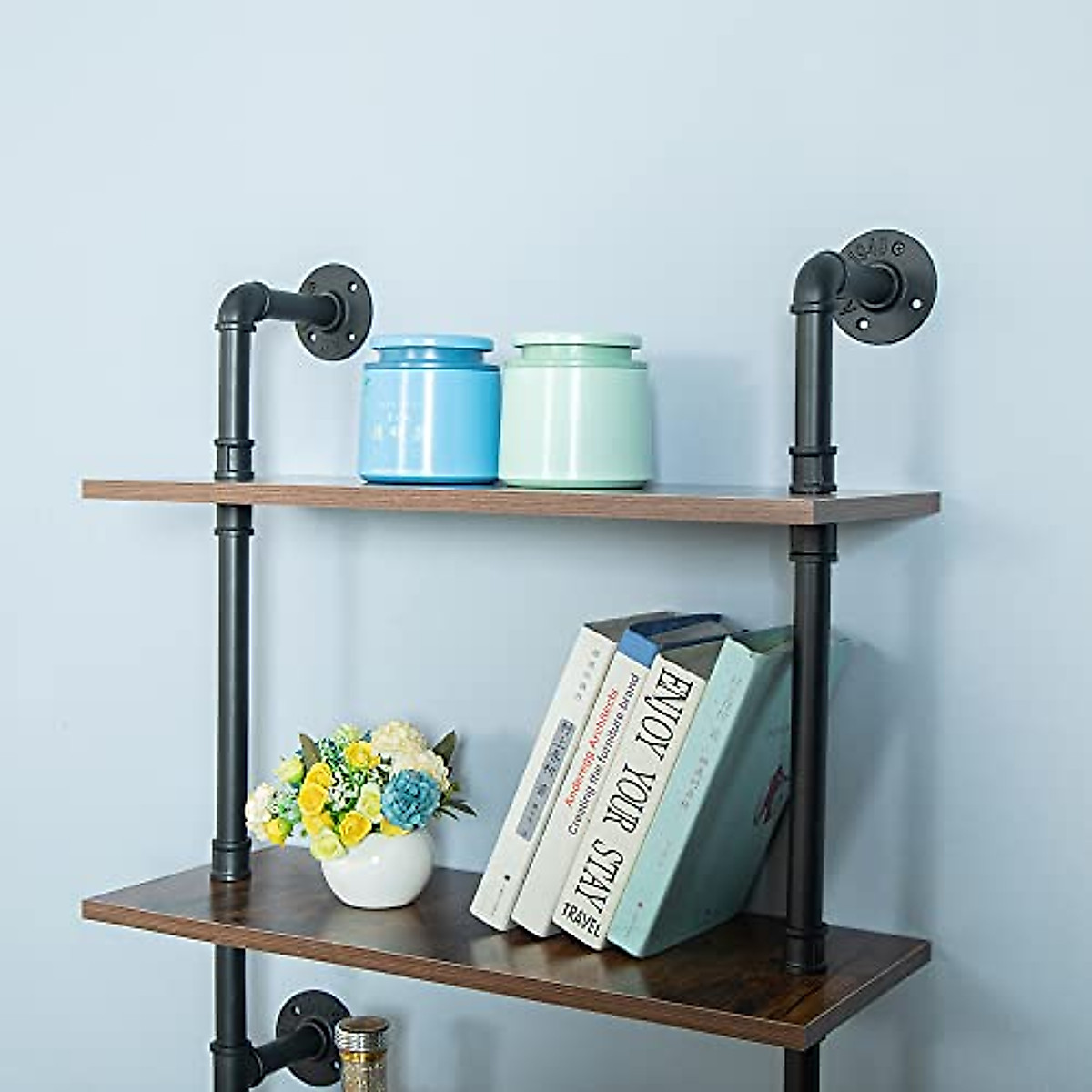 ZIOTHUM 5 Tier 67inch Industrial Pipe Shelving, Shelves Shelf Rustic Tier Black in
