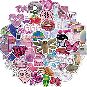 Y2k Retro Aesthetic Stickers, 106pcs Cool 2000s Cyber Trend Stickers, Vinyl Waterproof Sticker for Laptop, Guitar, Water Bottle, Birthday Gifts for Girls, Kids, Teens