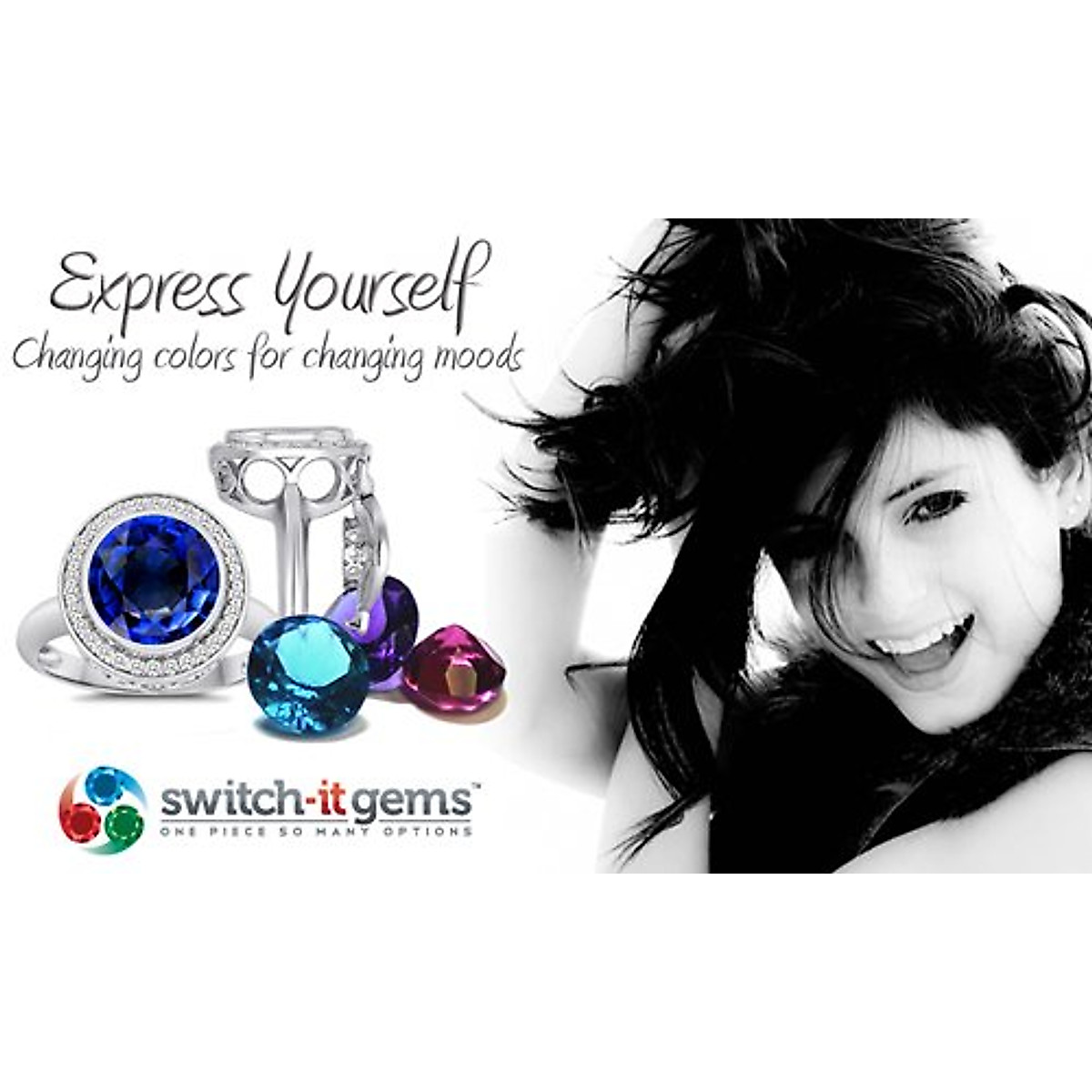 Switch-It Gems Cushion-Cut Simulated Blue Topaz Halo Ring Total of 12 Simulated Stones Sterling Silver Size 8