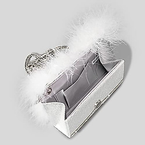 ATOLYE Sparkly Rhinestone Ostrich Feather Evening Clutch Bag, Women Shiny Handbag/Shoulder/Crossbody Bags for Wedding Party