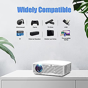 Upgraded Native 1080P Projector, 9500Lumens Full HD Projector, Smartphone Synchronization, Compatible with TV Stick/PS4/DVD Player/HDMI/AV/VGA for Indoor and Outdoor Movies