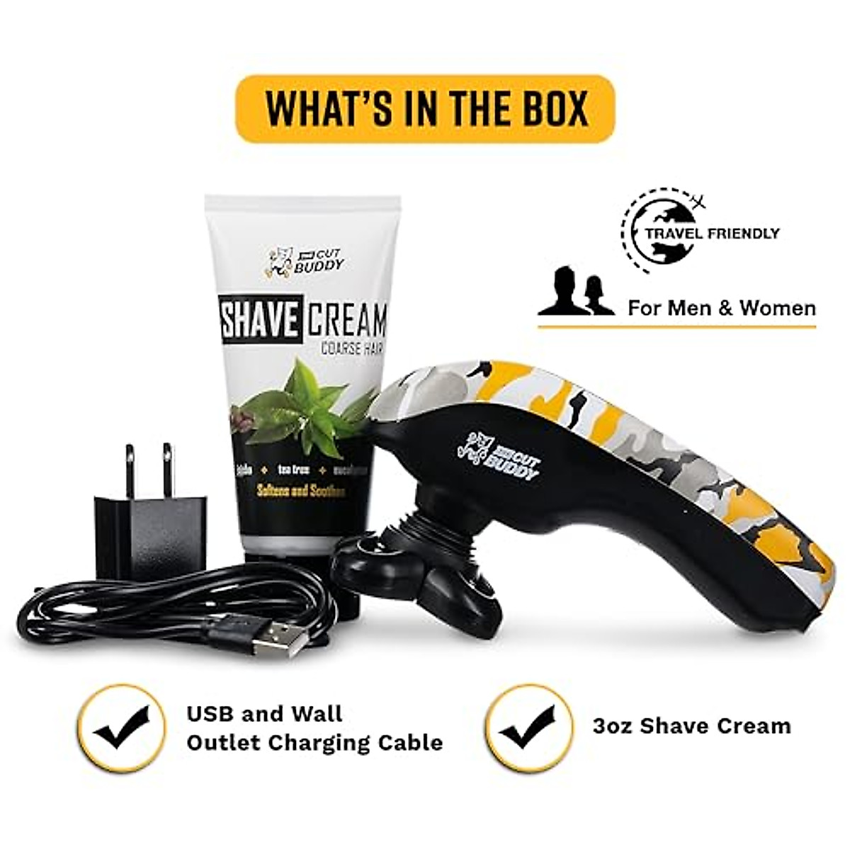 Head Shaver for Bald Men, Water-Resistant, Replaceable Head, Rechargeable, Electric, Cordless, Ergonomic, Bald Buddy