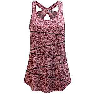 MOQIVGI Activewear for Women,Sleeveless Yoga Tops Ladies Energetic Pilate Gym Clothes Breathable Cool Athletic Workout Outfits Round Neck Form Fitting Summer Tanks Red X-Large