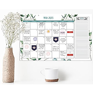 Aesthetic 2023 Greenery Desk Calendar - Runs Until July 2024 - 17"x11" Desktop/Wall Calendar for Easy Organizing
