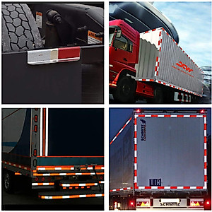 Harciety Reflective Safety Tape 2In x 32Ft, DOT-C2 Red/White Reflector Strip Outdoor for Trailers Cars Trucks High Visibility Conspicuity Tape